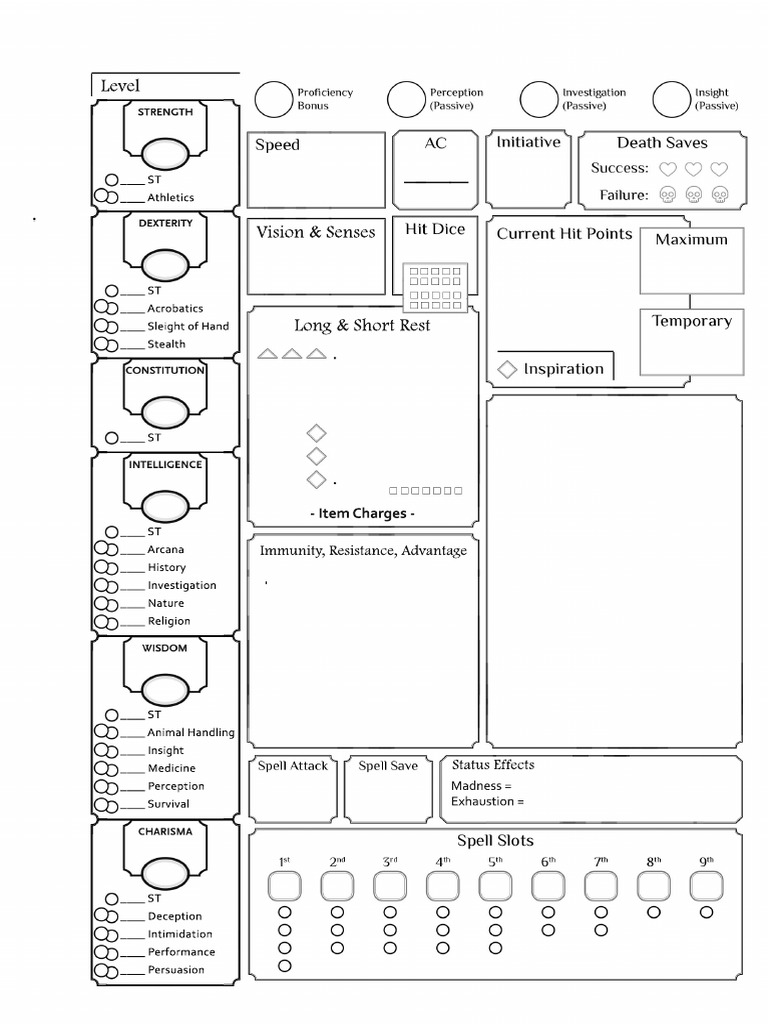 PSD D&D Character Journal Template - Empty | PDF