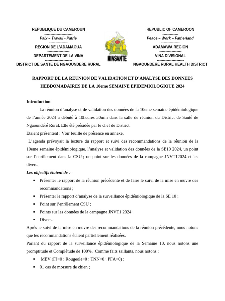 Rapport de la réunion d'analyse SE 10 2024_125625 | PDF