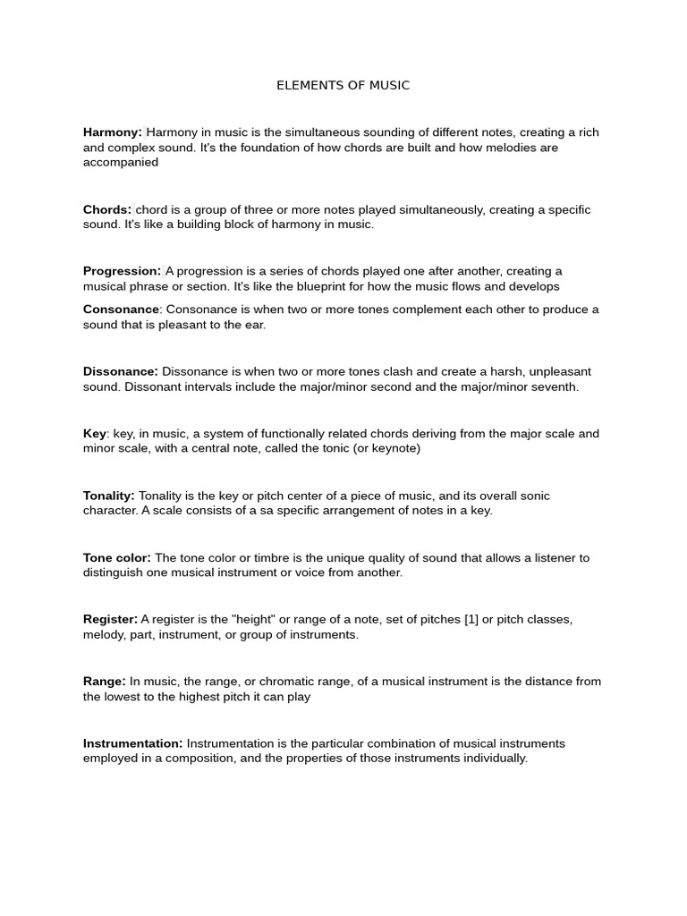 ELEMENTS OF MUSIC | PDF