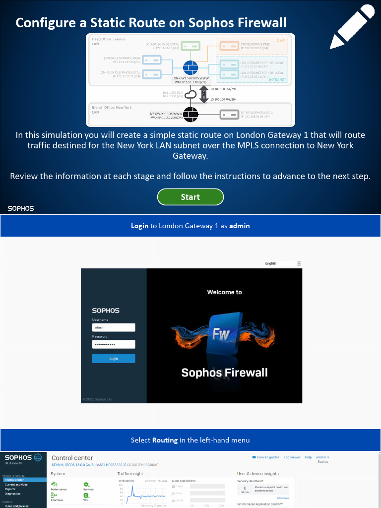 FW1525 20.0v1 Simulation_Configure a Static Route | PDF