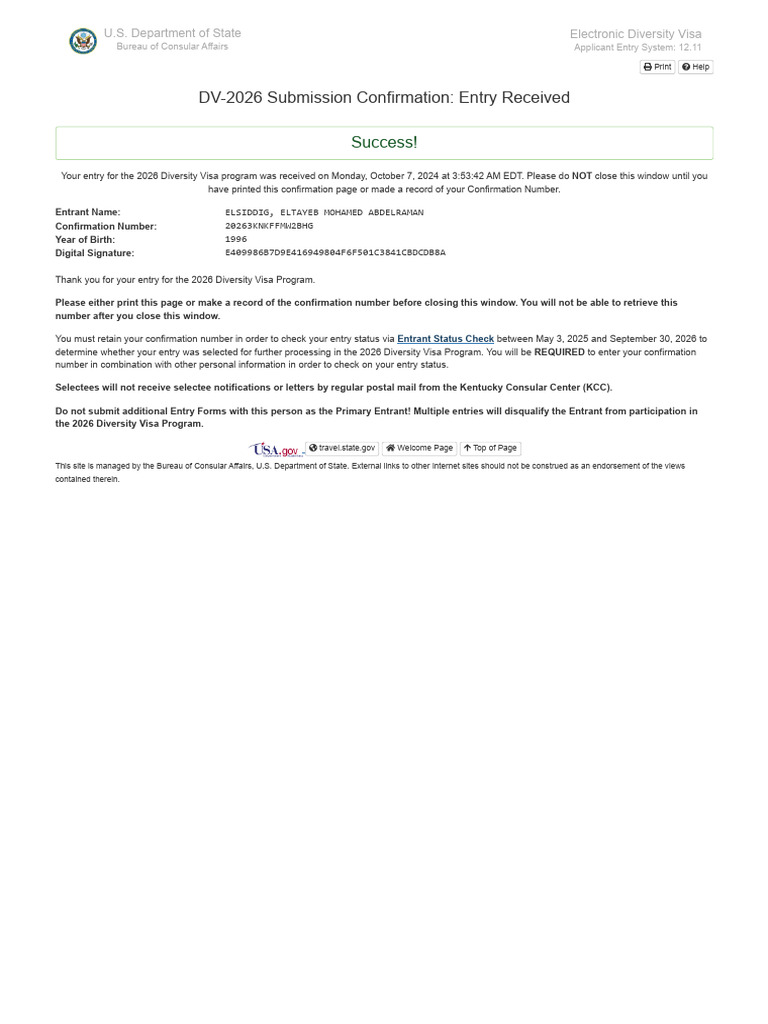 Electronic Diversity Visa Program | PDF