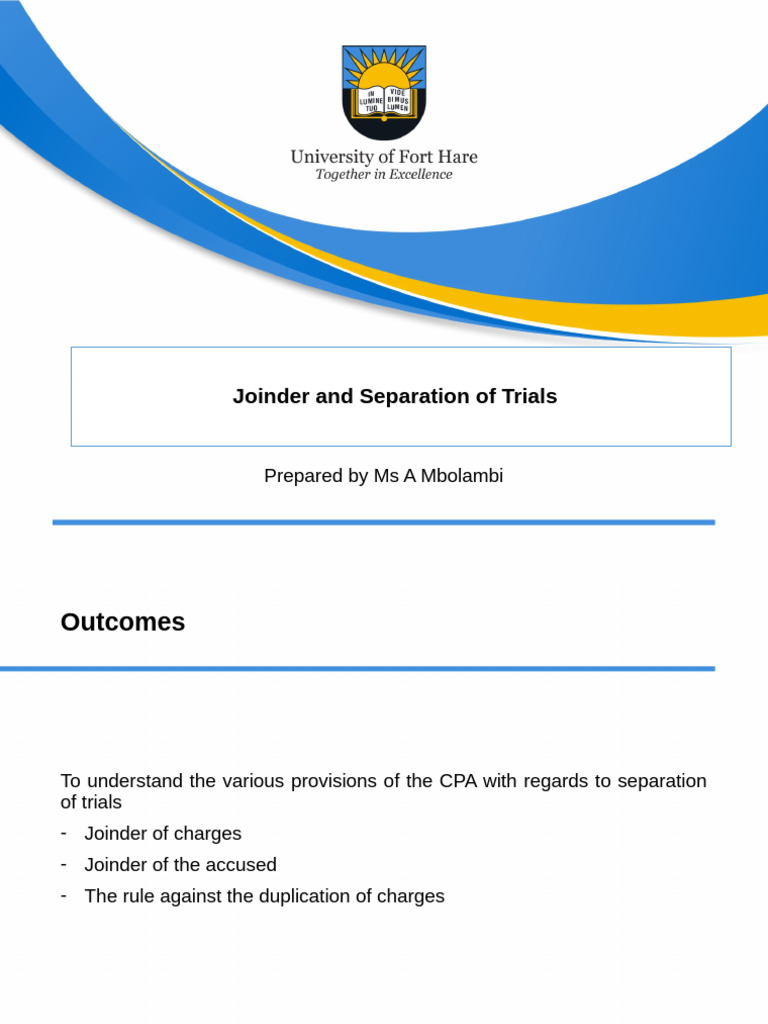 Unit 4 - Joinder and Separations of Trails | PDF