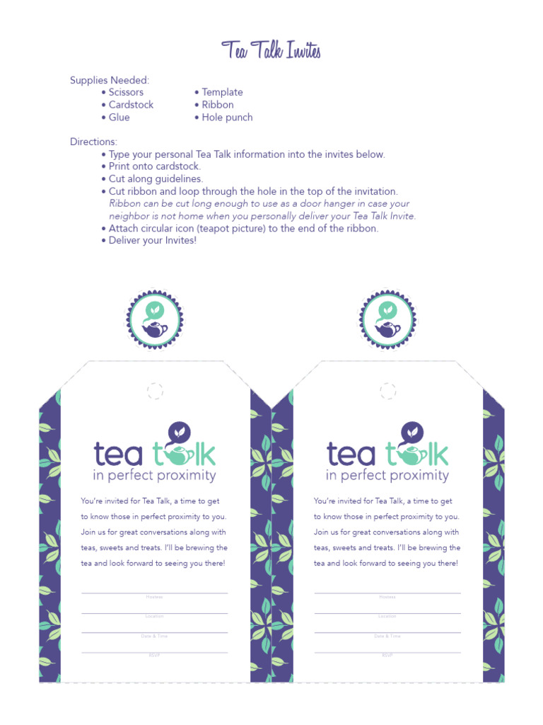 DIY Tea Talk Invitation Guide | PDF | Tea | Hot Drinks