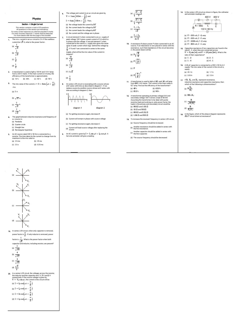 ALTERNATING_CURRENT QUICK RESPONSE TEST | PDF
