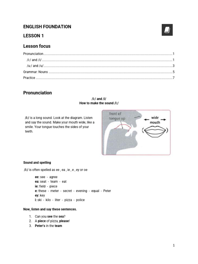 English Foundation - Speaking. Lesson 1.120 | PDF