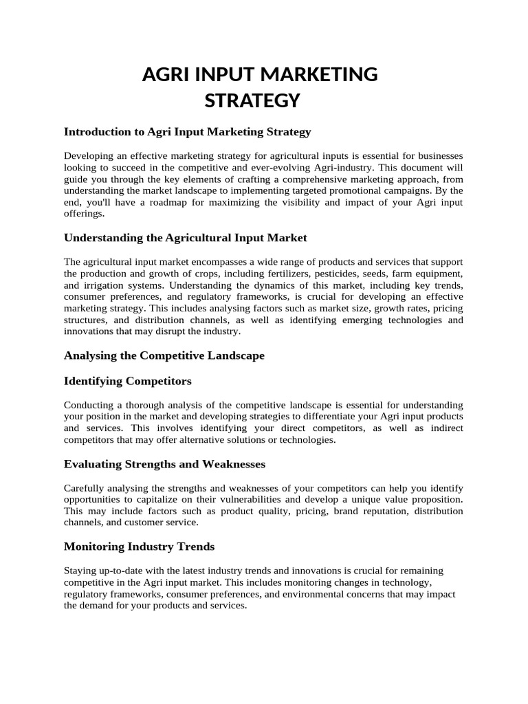 Agri Input Marketing | PDF