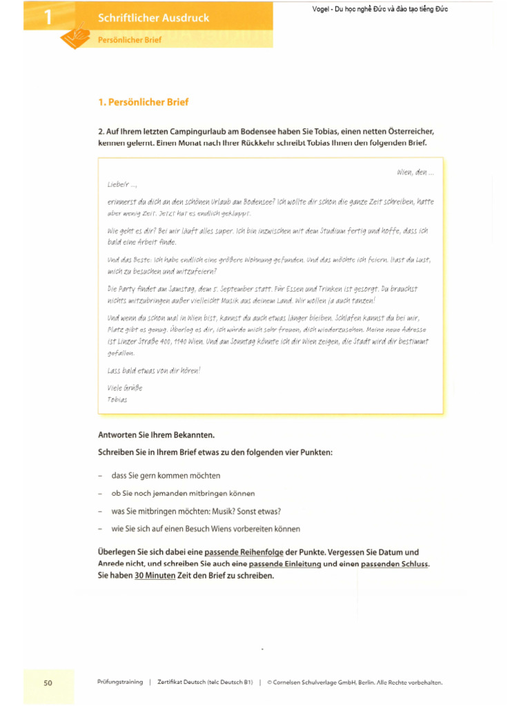 Schreiben Telc B1 Pdf