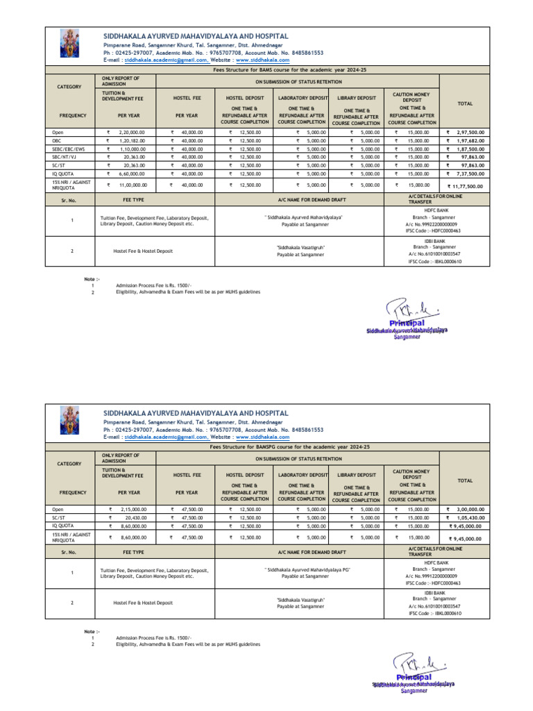 Final Sign Fee Structure 2024 25 1 1 | PDF | Payments