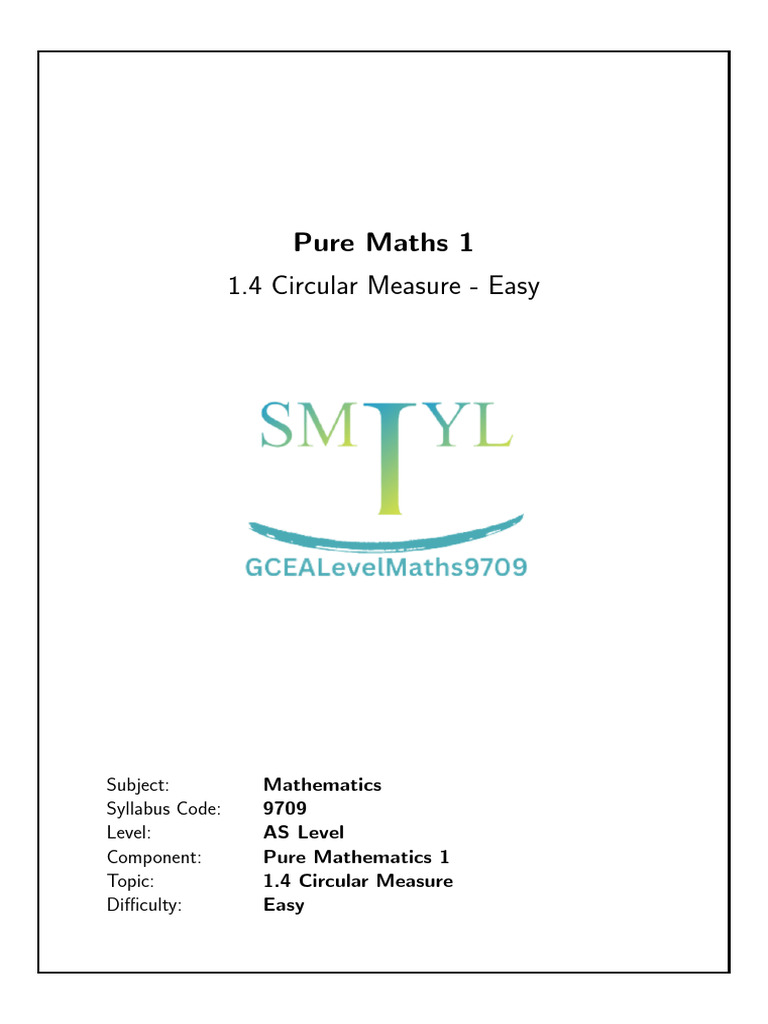 1 4 Circular Measure Easy | PDF