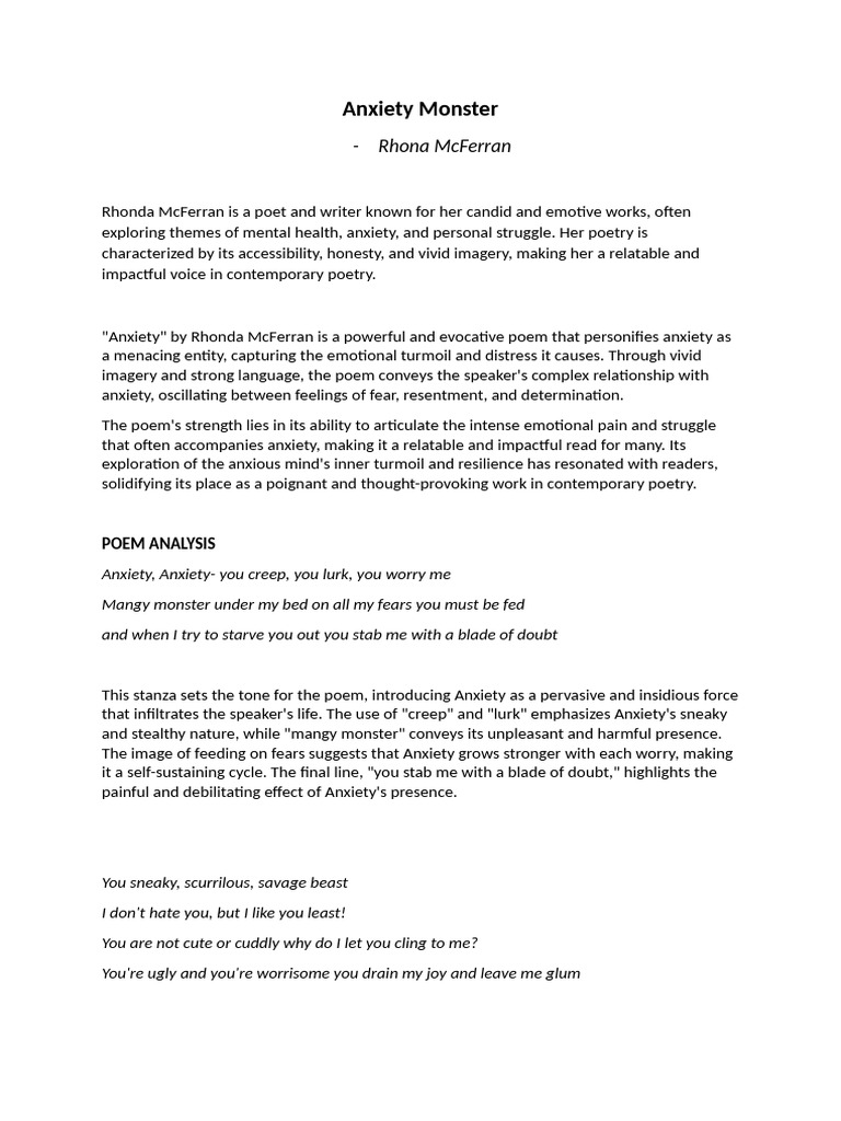 Anxiety Monster - Notes | PDF