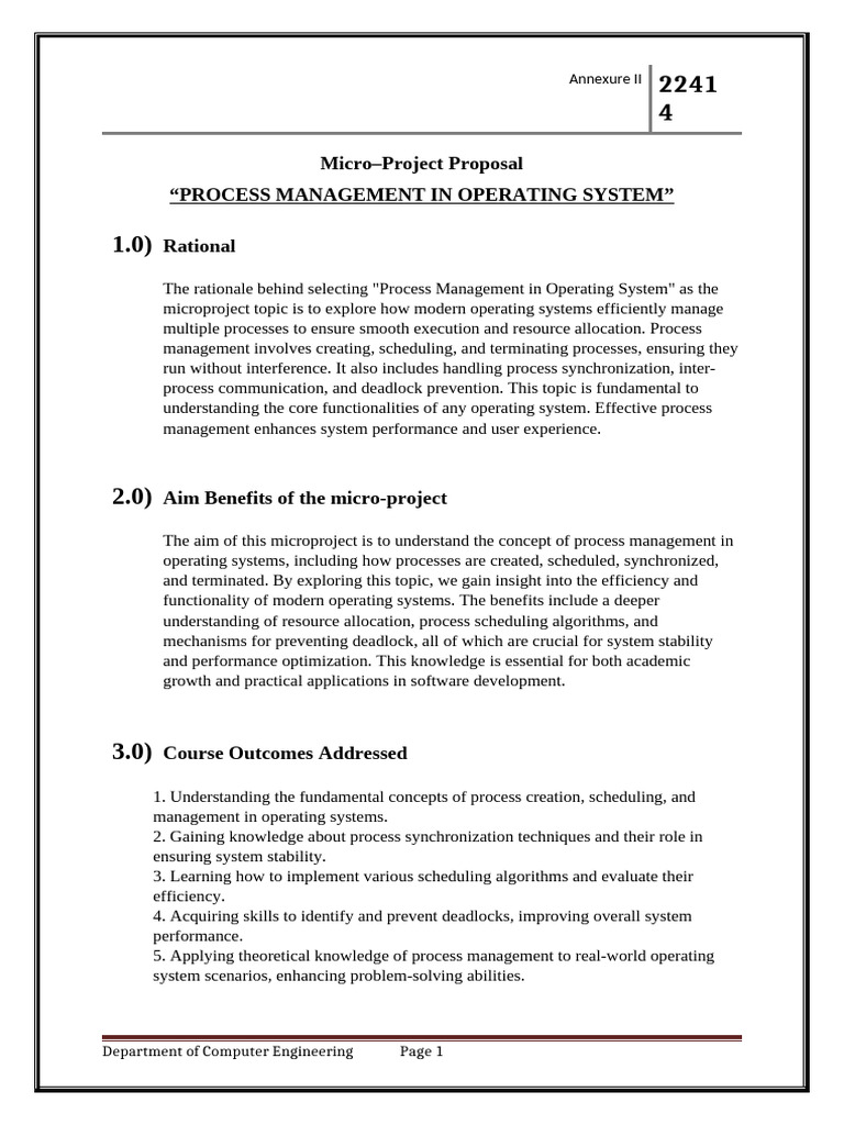Operating System Microproject | PDF | Process (Computing) | Operating System