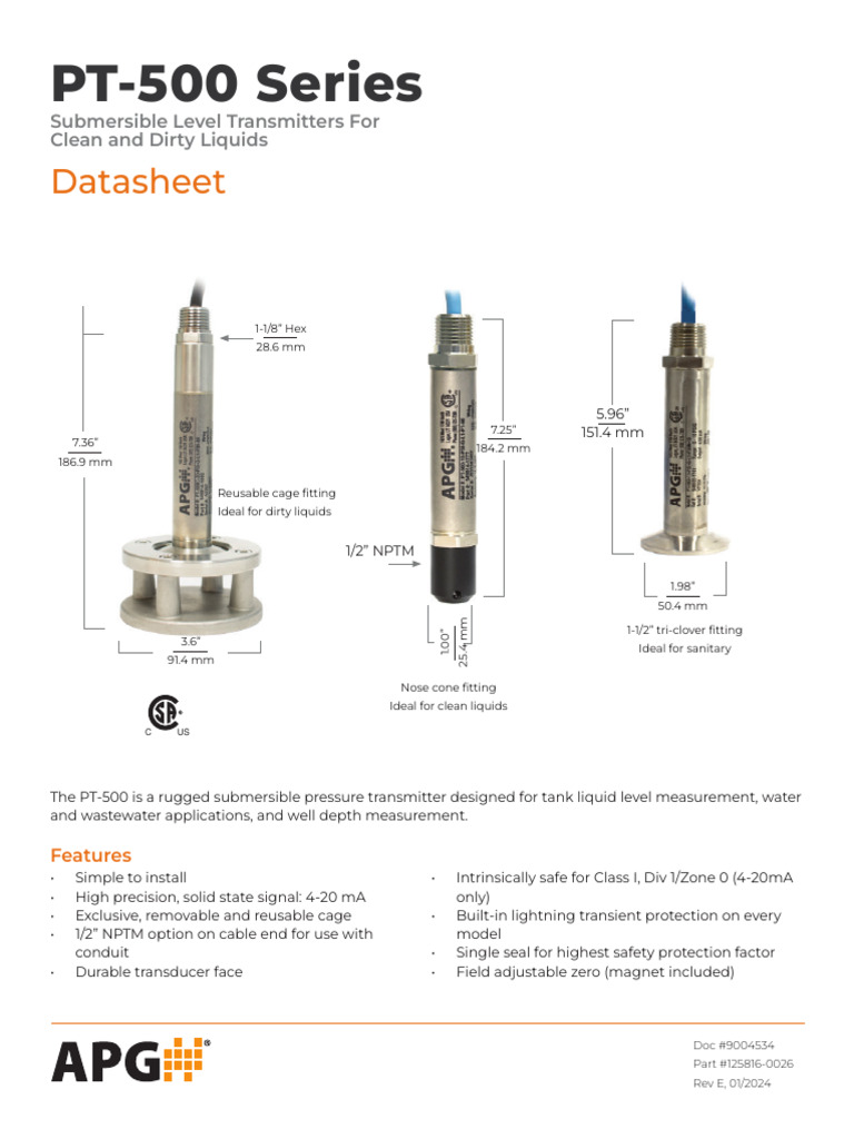 PT 500 Data Sheet Rev D | PDF | Electrical Engineering | Home & Garden