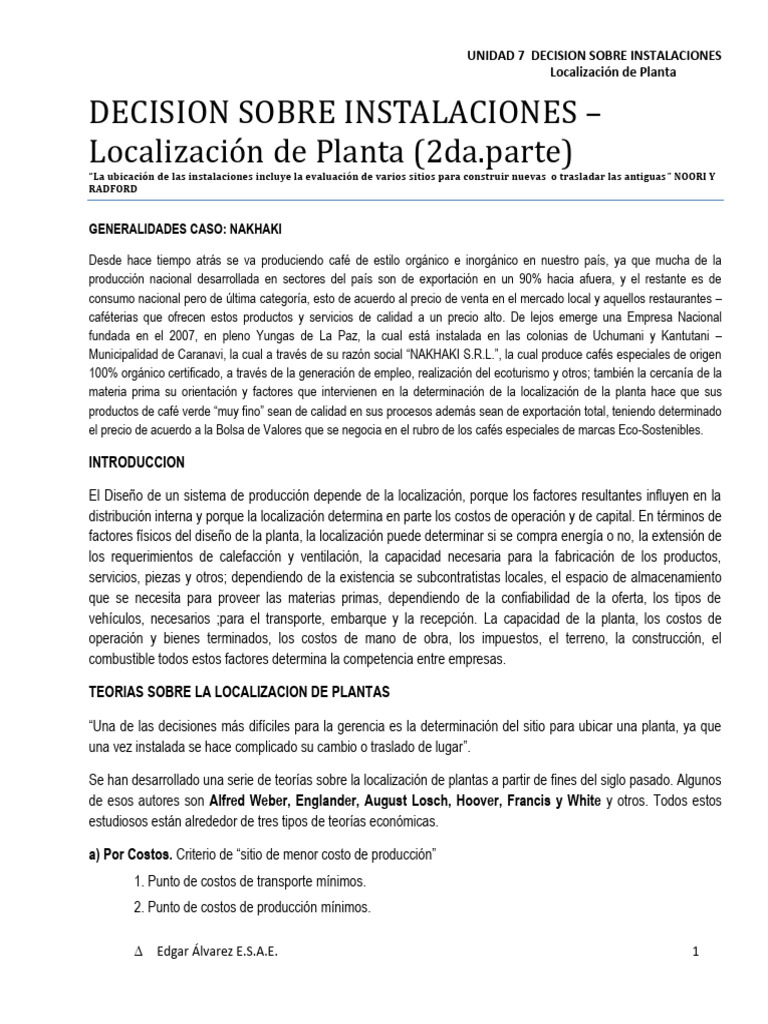 PCC II unidad 7 DECISION 2 LOCALIZACION eay | PDF