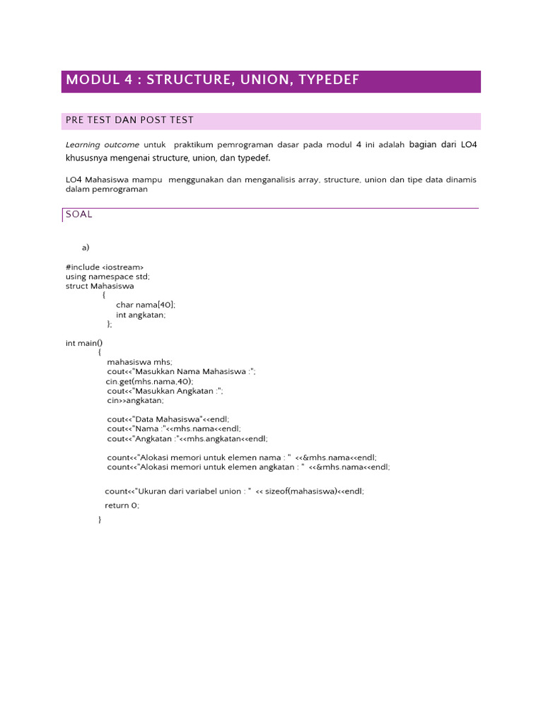 Pre-Post-Test Modul 4 | PDF