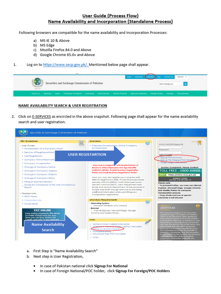 Guide for Standalone Name Reservation & incorporation process | PDF