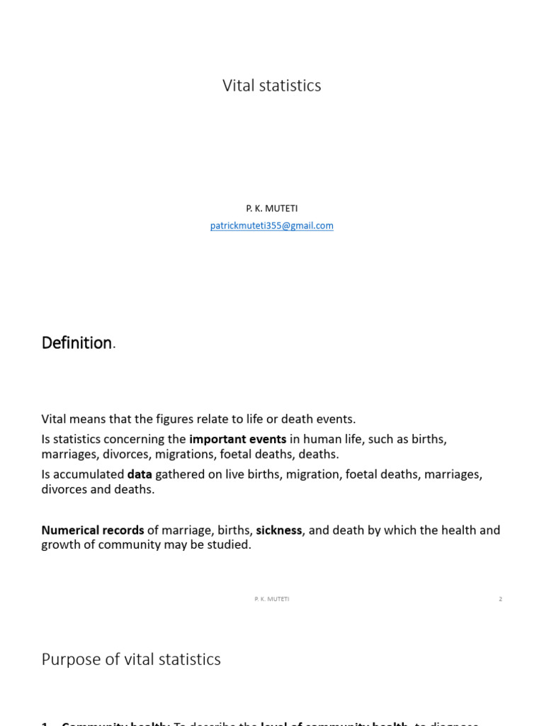 Biostatistics Unit 9 Vital Statistics | PDF | Prevalence | Mortality Rate