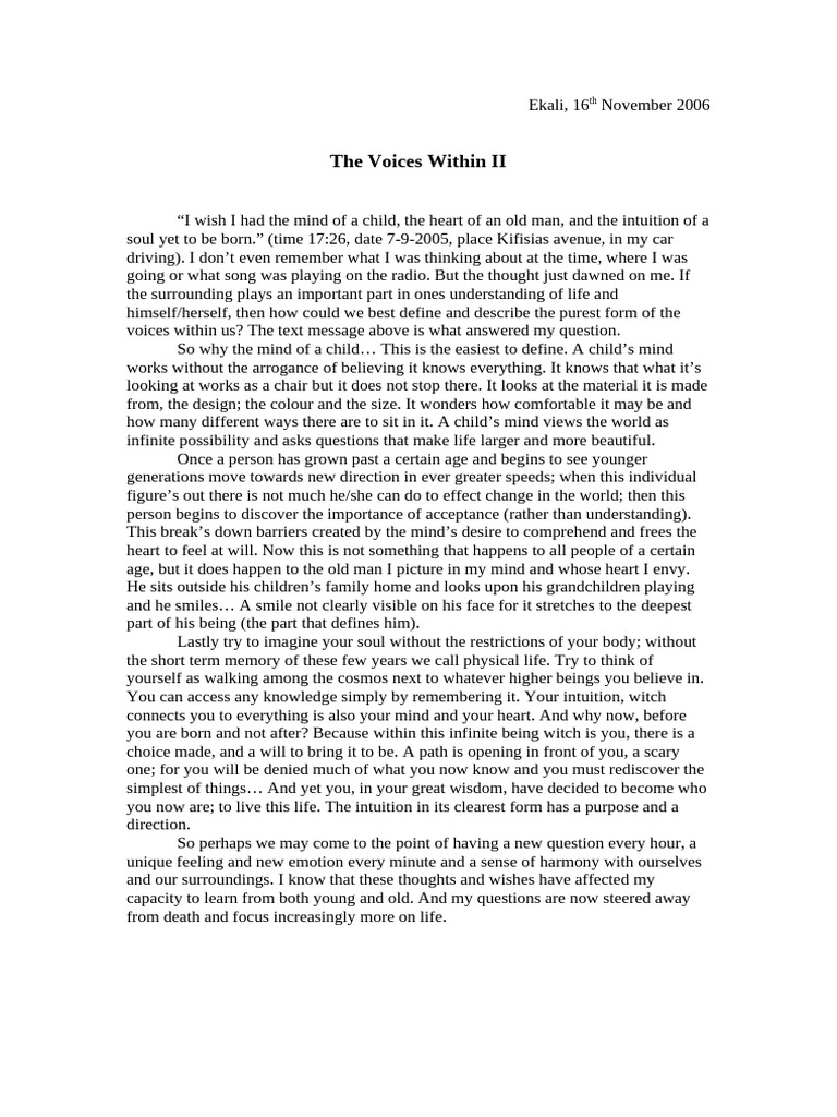 Voices Within: Reflections on Life | PDF | Mind | Self-Improvement