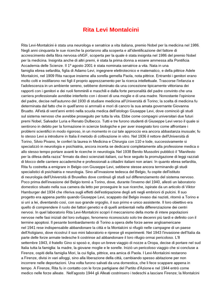 Rita Levi Montalcini | PDF