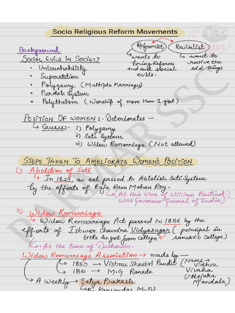 Usettings MODERN HISTORY LECTURE 3 Socio Religious Reform Movement | PDF