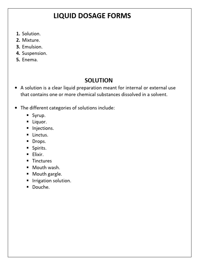 Liquid Dosage Forms | PDF