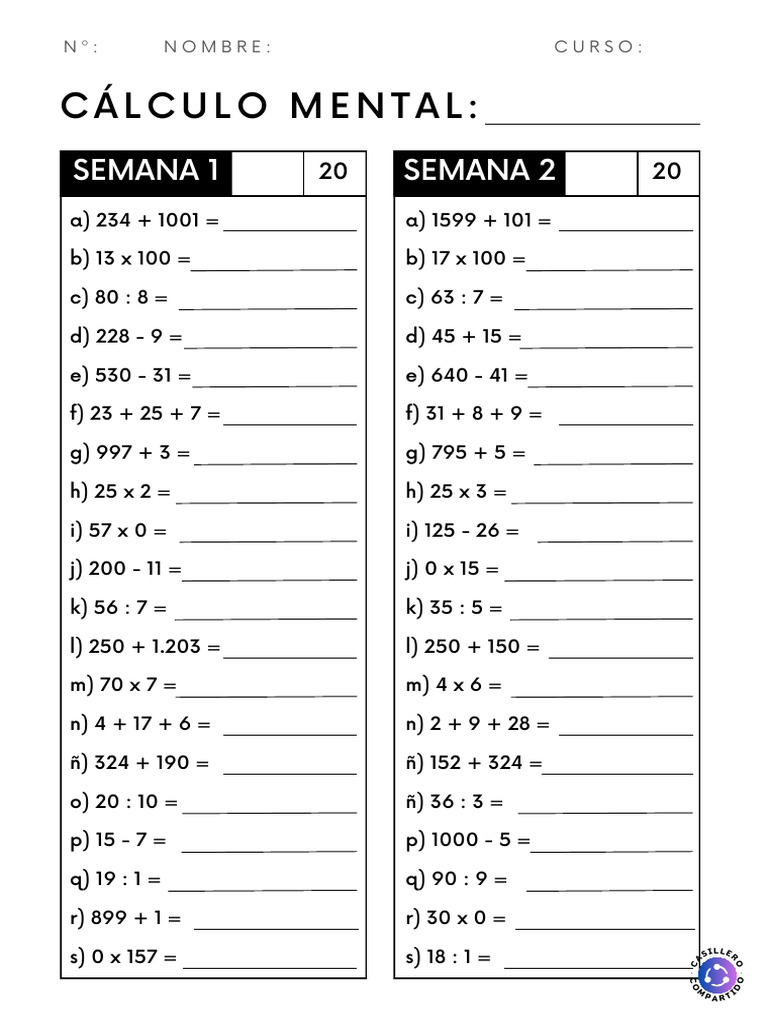 Cálculo Mental 5º-6º | PDF