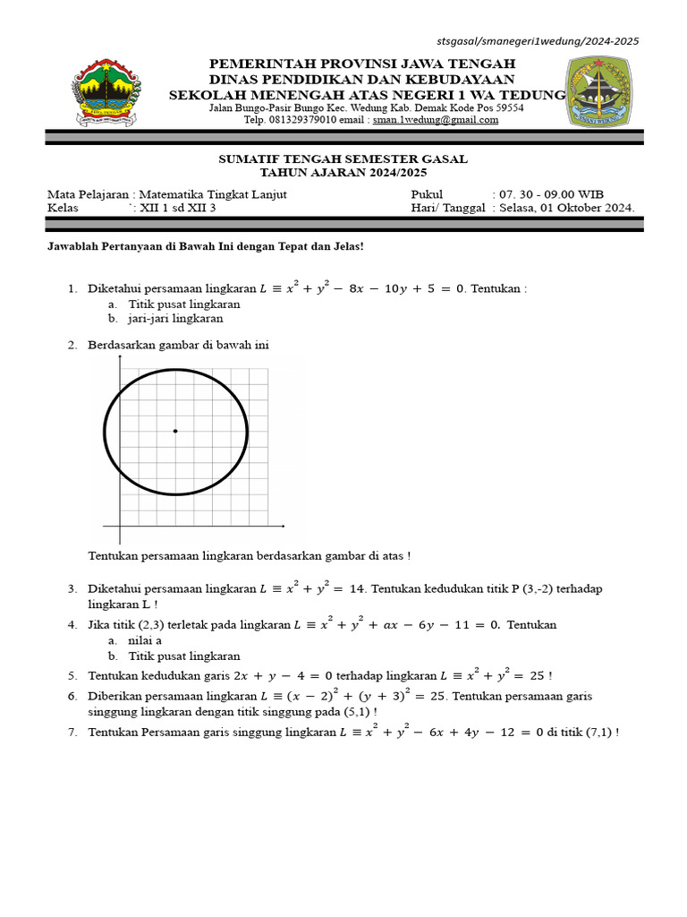 Soal PSTS Matematika TL Kelas Xii | PDF