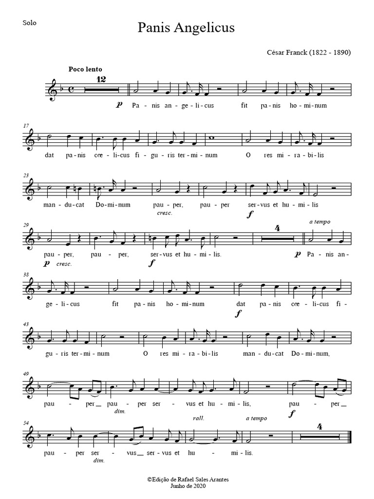 IMSLP630576-PMLP29861-01 - Panis Angelicus em F - Franck - Solo (Etc) | PDF