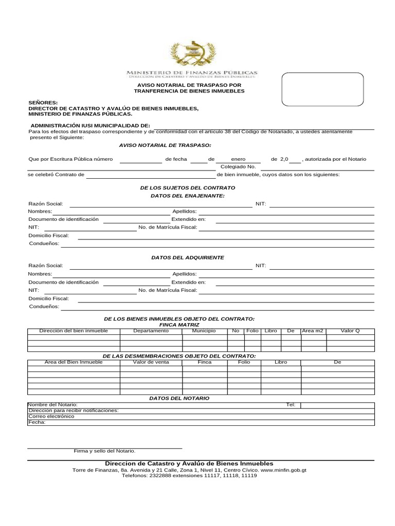 FORMULARIO SUGERIDO PARA PRESENTAR AVISO NOTARIAL 2020 | PDF