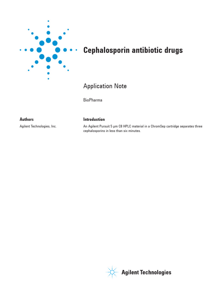 Cephalosporin Antibiotic Drugs: Application Note | PDF