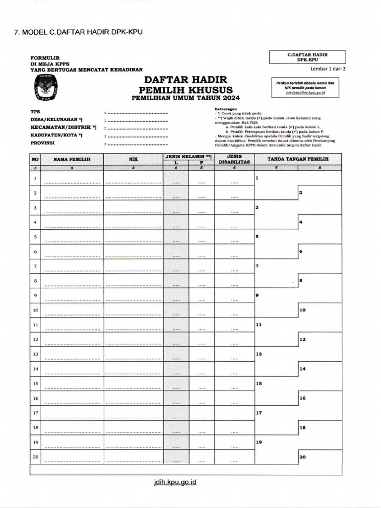 C Daftar Hadir DPK Hal 1 | PDF