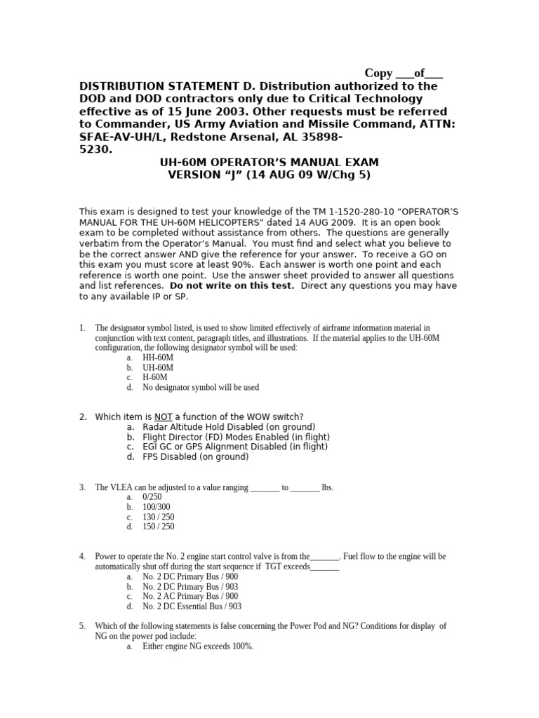 Exam Ver J 14 AUG 09 CHG 5 | PDF