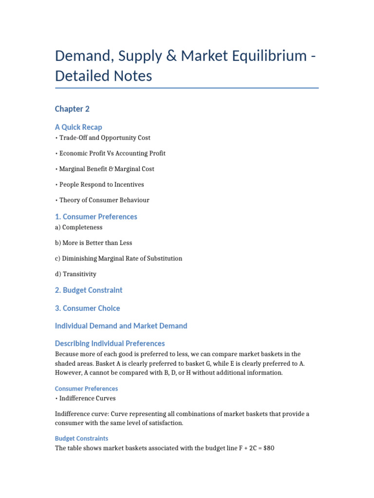 Detailed_Notes_Demand_Supply_Market_Equilibrium | PDF