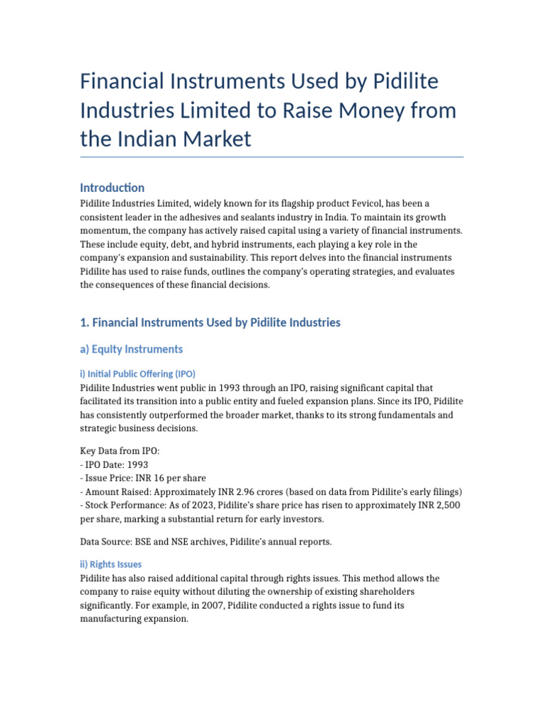 Pidilite Financial Instruments Report | PDF