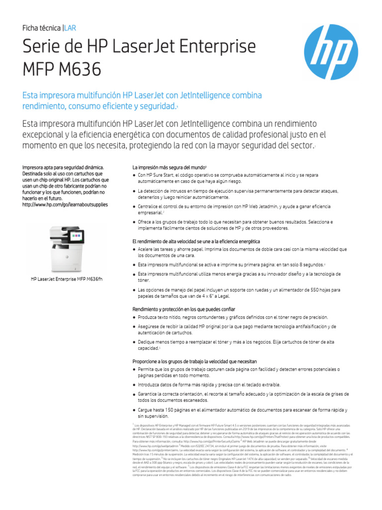 HP LaserJet Enterprise MFP M636fh-sp | PDF