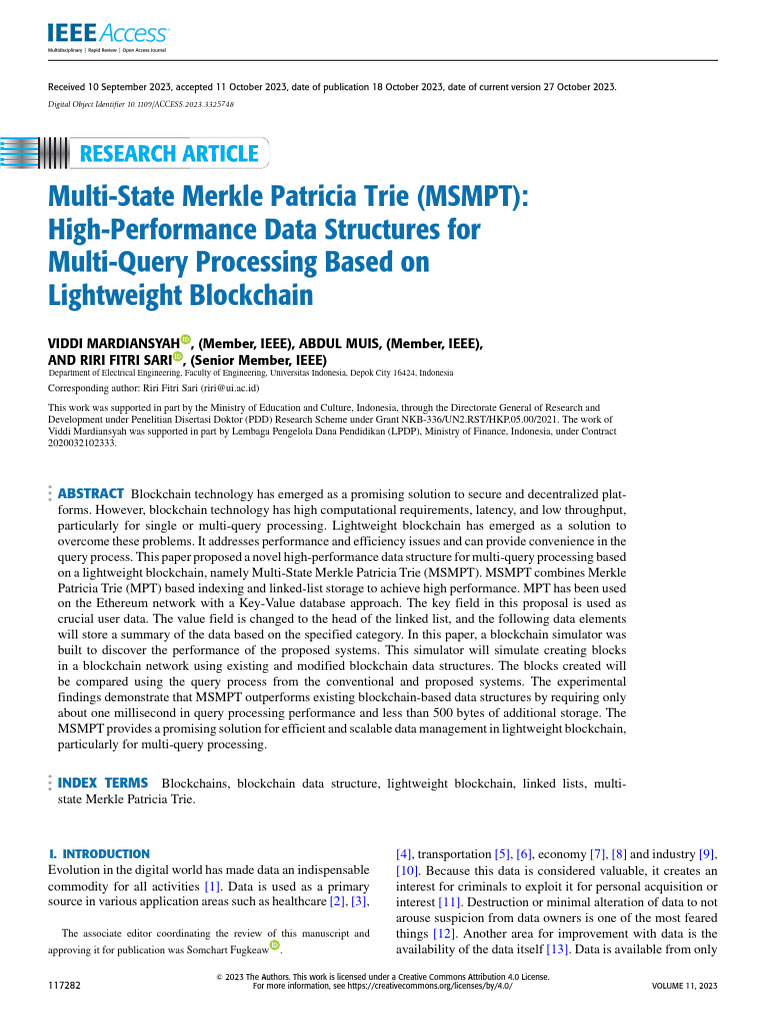 Multi-State Merkle Patricia Trie MSMPT High-Performance Data Structures For Multi-Query ...
