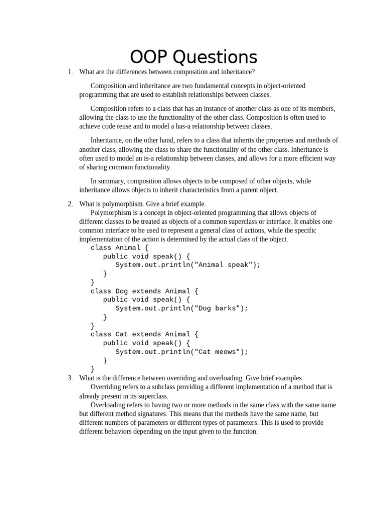 OOP Questions | PDF
