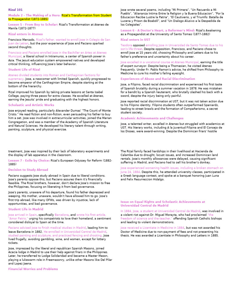 (Rizal 101) Reviewer | PDF