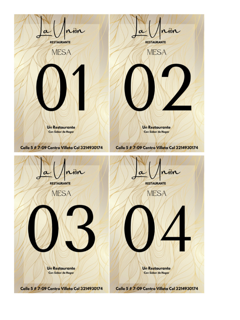 Numeracion Mesas | PDF