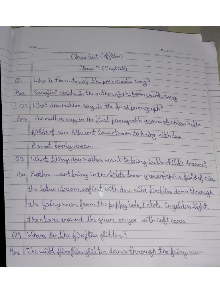 English Class Test | PDF