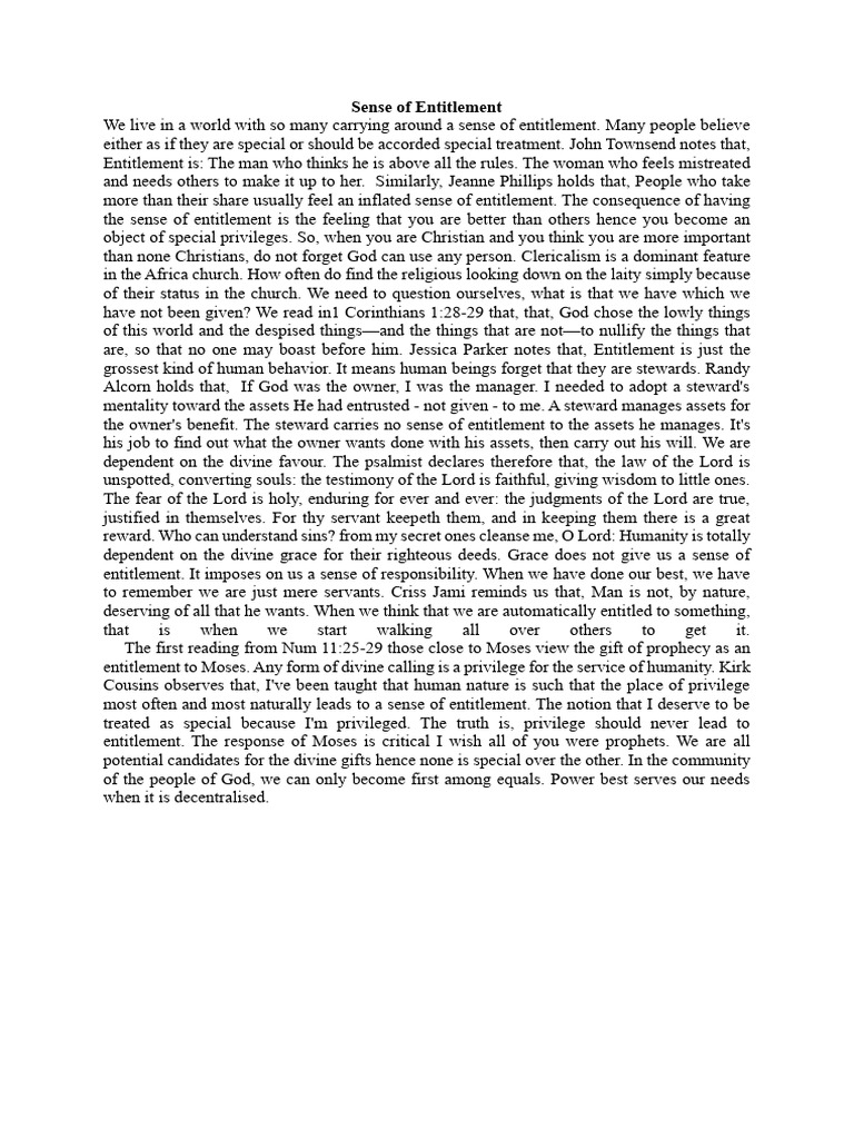 Overcoming Religious Entitlement | PDF | Grace In Christianity ...