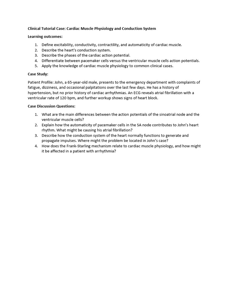 Clinical Tutorial Case Cardiac Muscle Physiology and Conduction System ...