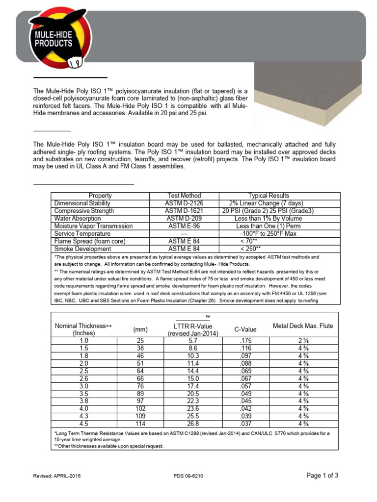 09-6210 PDS ISO1 Poly Iso 1 Product Data April 2015 1 | PDF