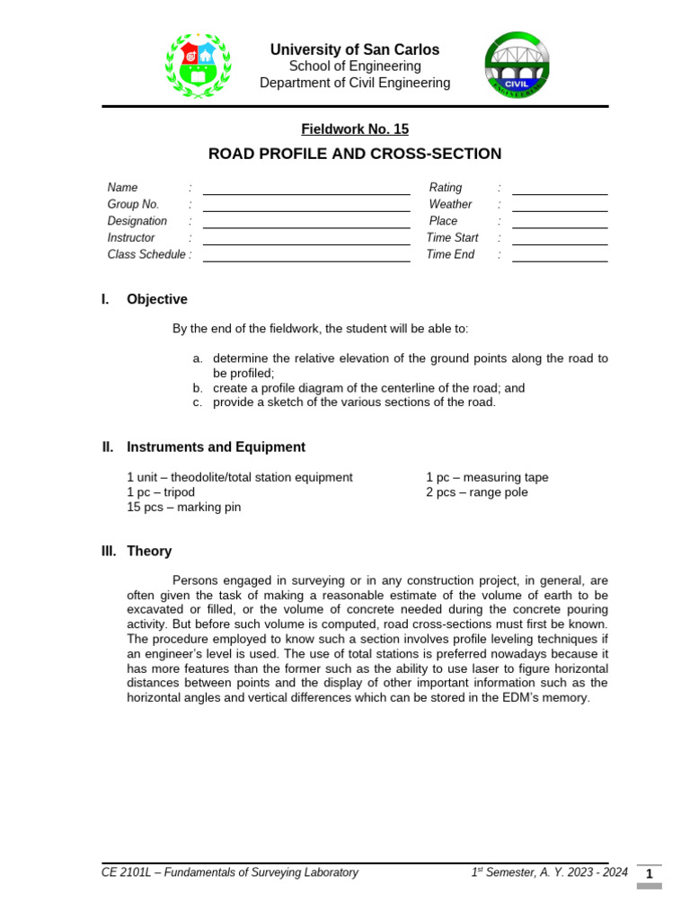 FW 15 - Road Profile and Cross-Section | PDF