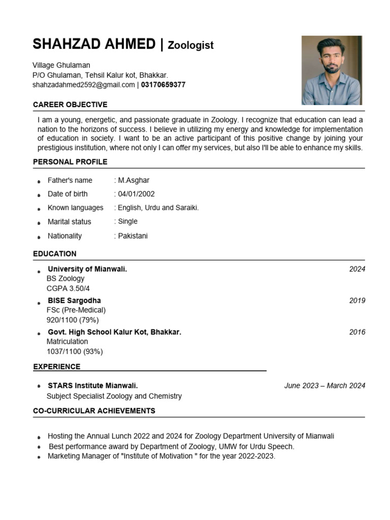 Shahzad Ahmed - CV | PDF