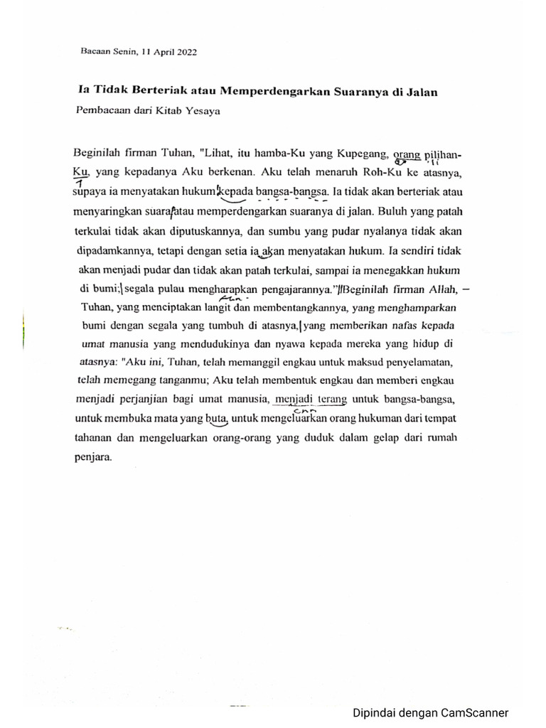 Bacaan Senin, 11 April 2022 dan Rabu,13 April 2022 | PDF