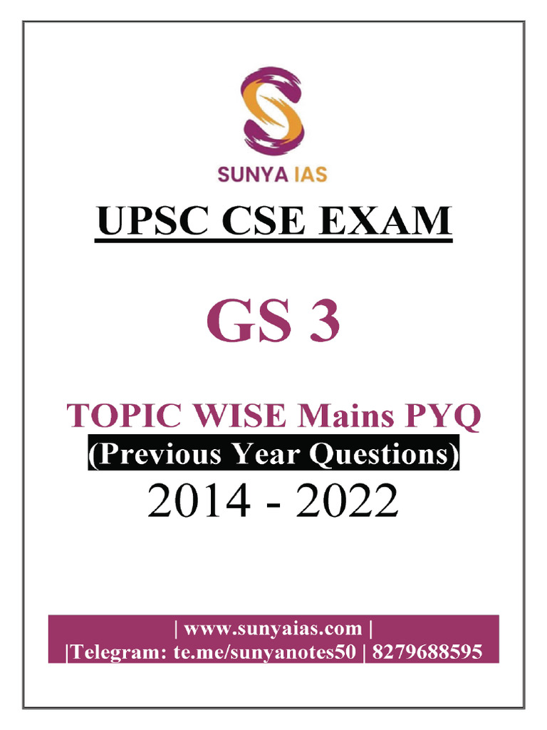 Mains Topic Wise PYQs - GS 3 | PDF