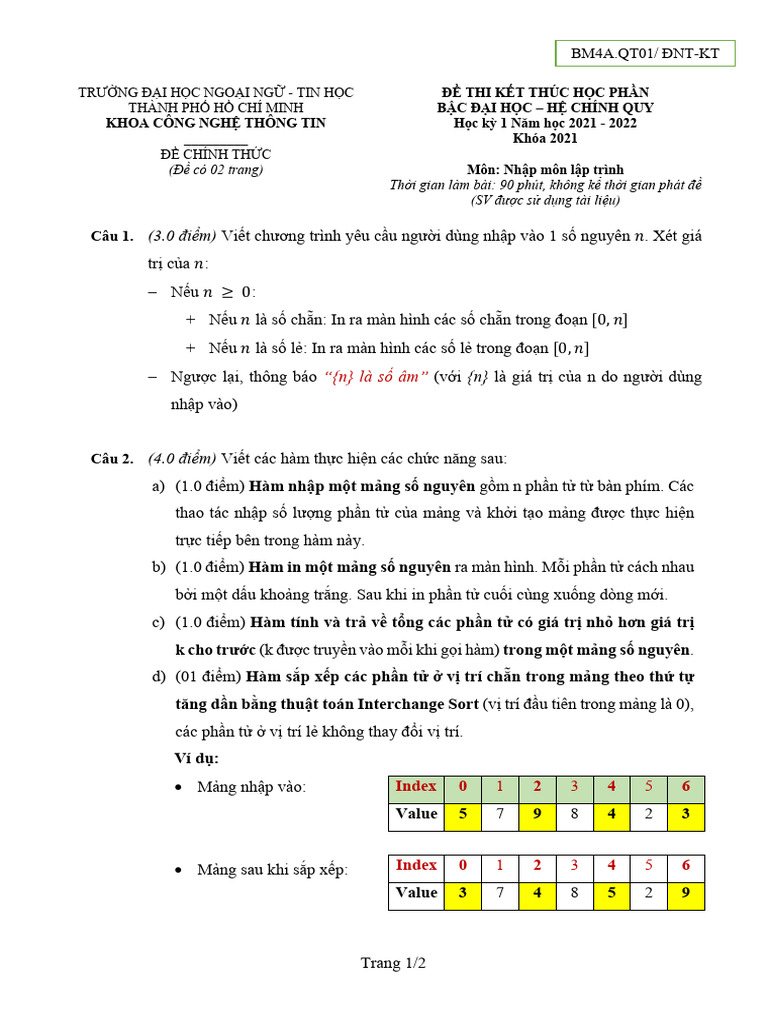 BM4A.B.QT01 de Thi Cuoi Ky NMLT | PDF