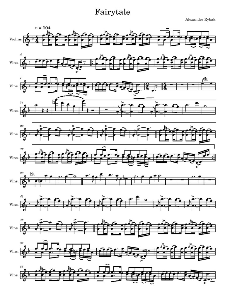 Fairytale With Violin Alexander Rybak Karaoke Read The Description | PDF