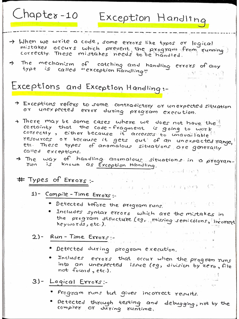 Exception Handling | PDF