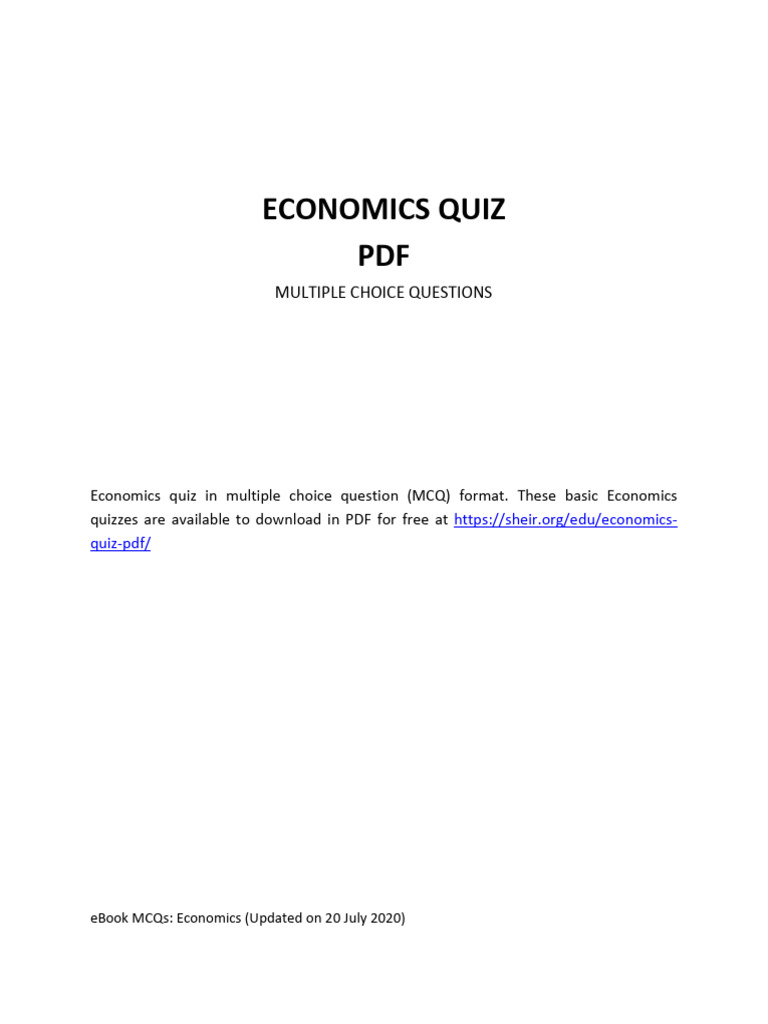 Economics Quiz | PDF